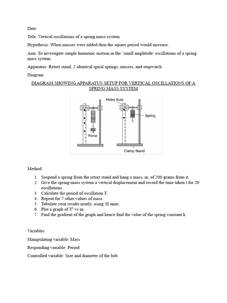 Spring Mass System Oscillation Study | PDF | Oscillation | Mass
