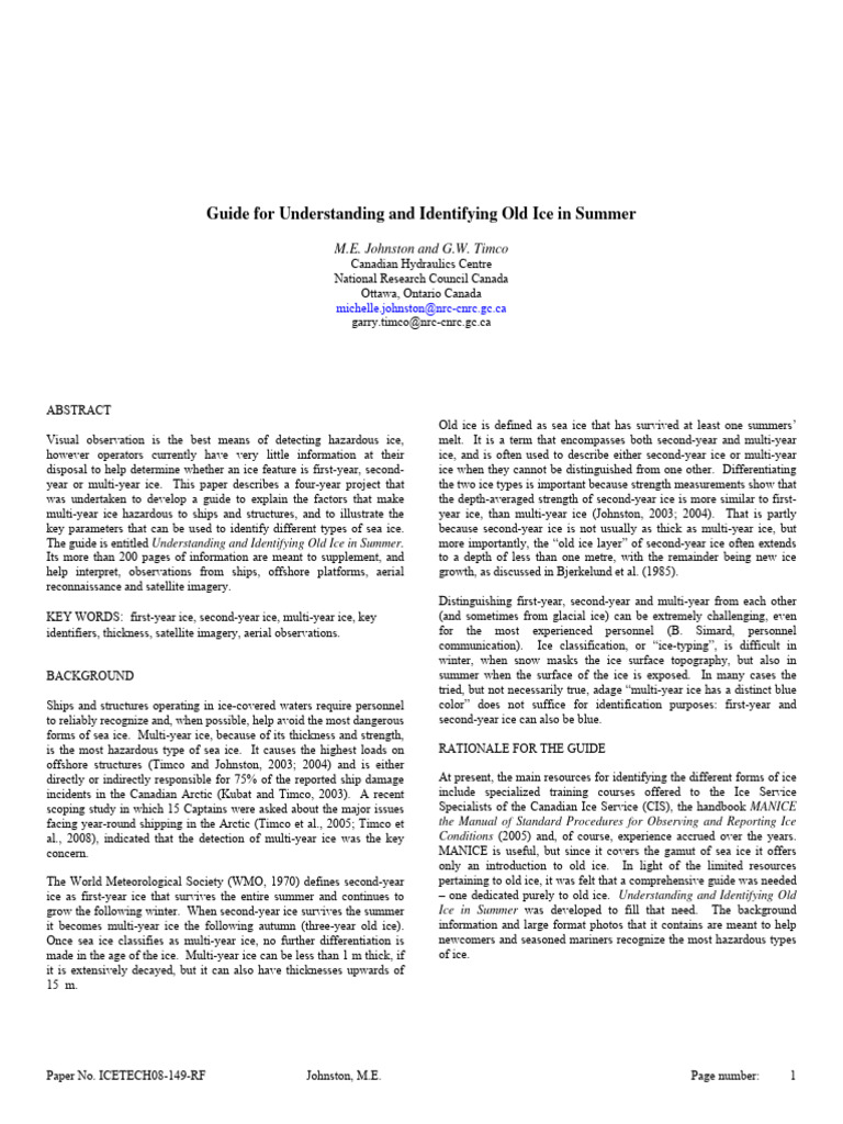 Guide For Understanding and Identifying Old Ice in Summer | PDF | Sea ...