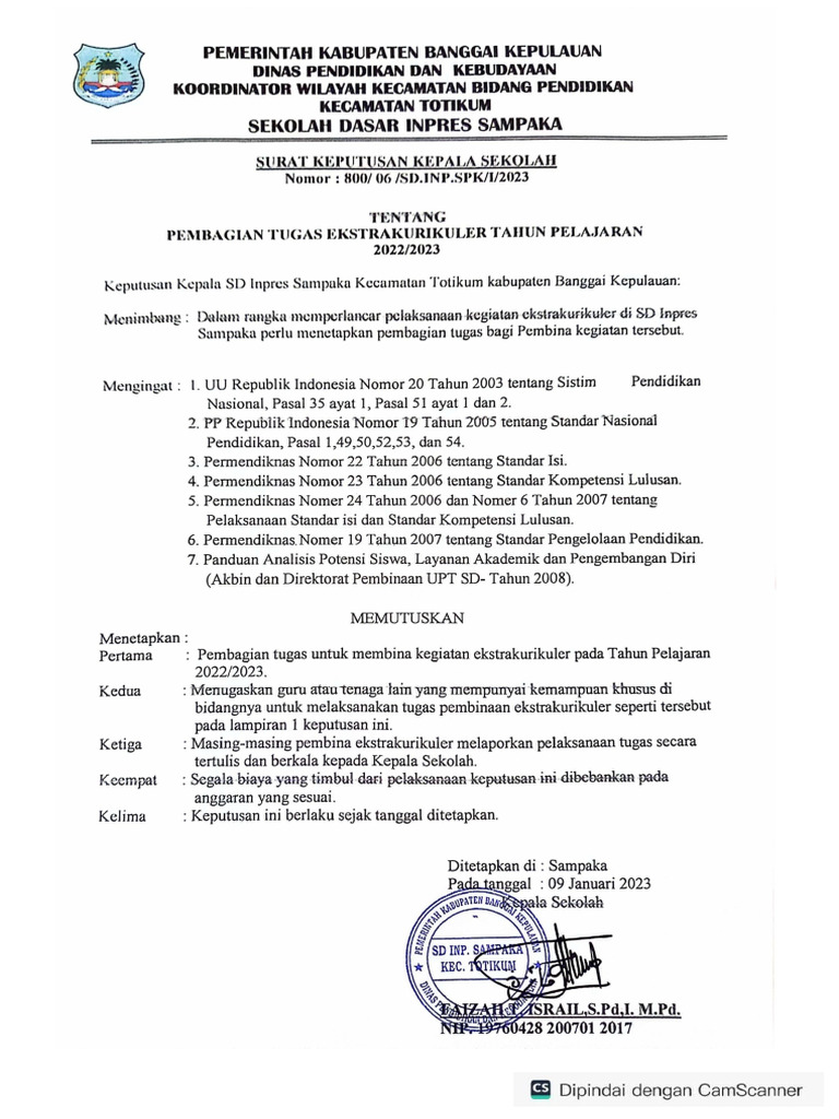 SK Ekstrakurikulert T.A. 2022-2023 - & 2023-2024 | PDF