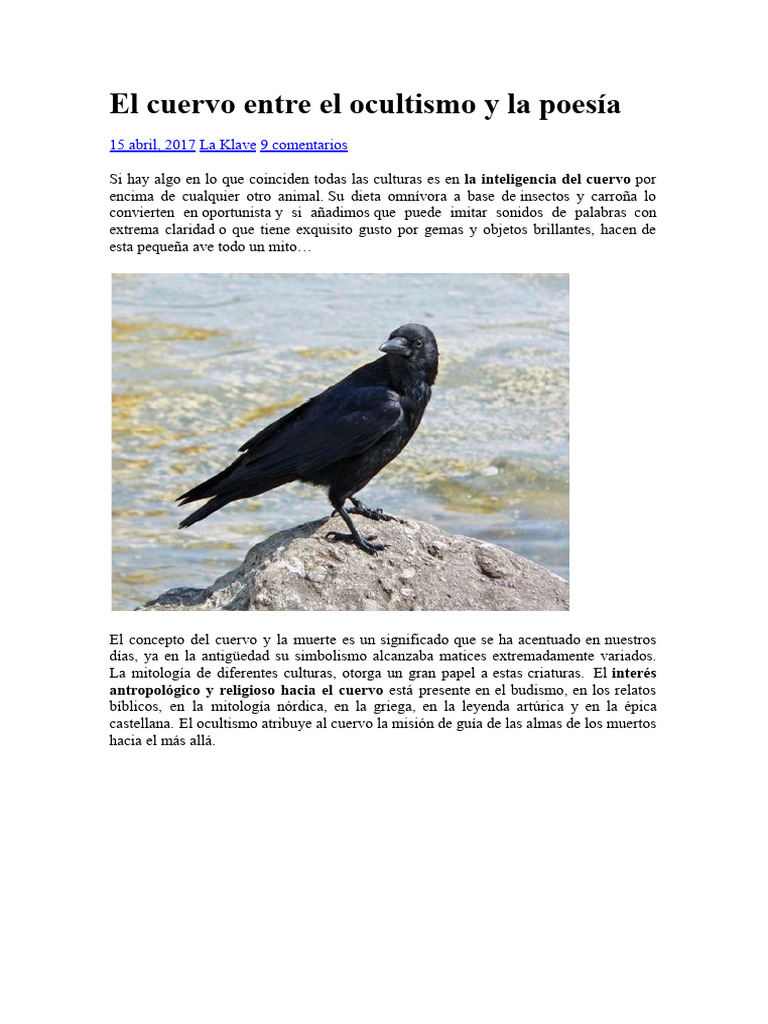 El cuervo: simbolismo y mitología | PDF | Alma | Mitología griega