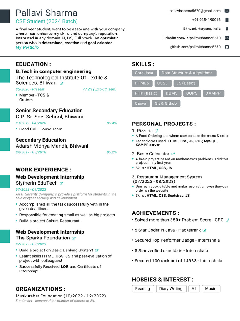 Pallav Resume | PDF | Computing | Computer Science