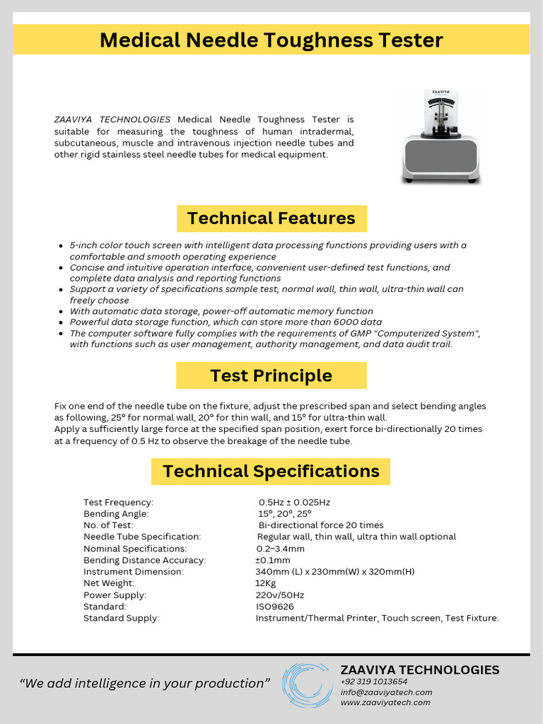 needle tubing toughness tester(Angular) | PDF | Data
