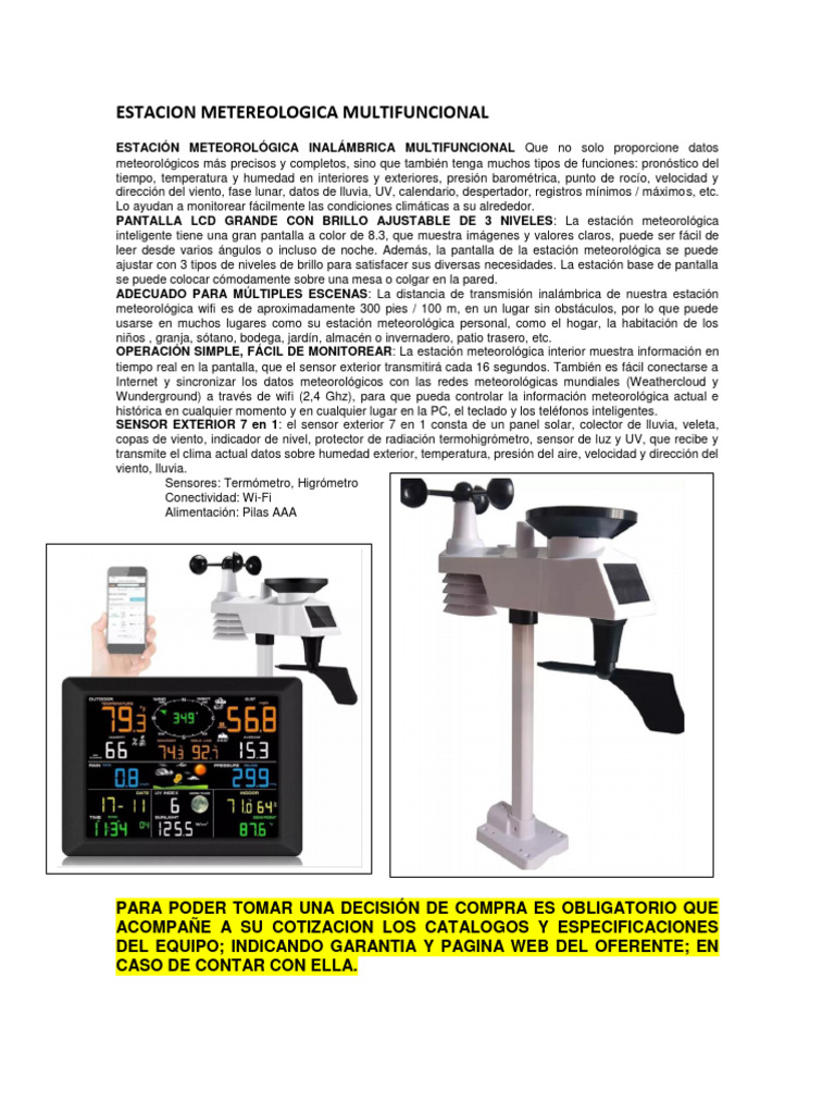 Estacion Metereologica Multifuncional | PDF | Meteorología | Wifi