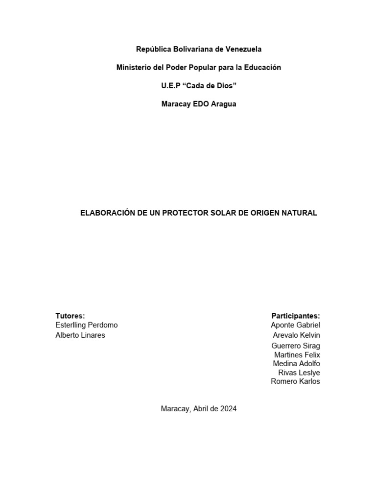 Proyecto Cap 1 y 2 | PDF | Protector solar | Entorno natural