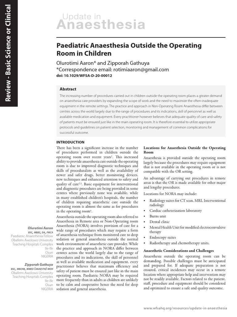 Paediatric Anaesthesia | PDF | Anesthesia | Intravenous Therapy