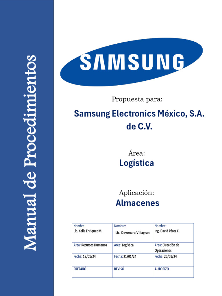 Manual de Procedimientos SAMSUNG | PDF | Business | Almacén