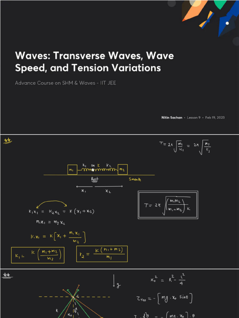 Waves Transverse Waves Wave Speed and Tension Variations With Anno | PDF