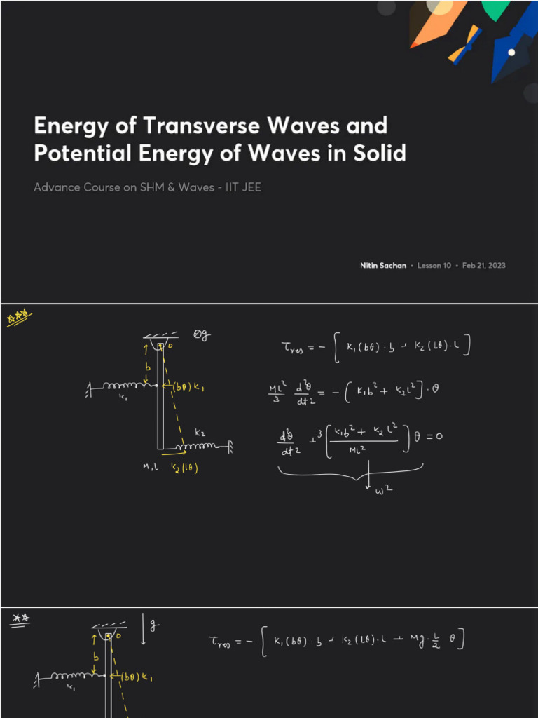 Energy of Transverse Waves and Potential Energy of Waves in Solid With ...