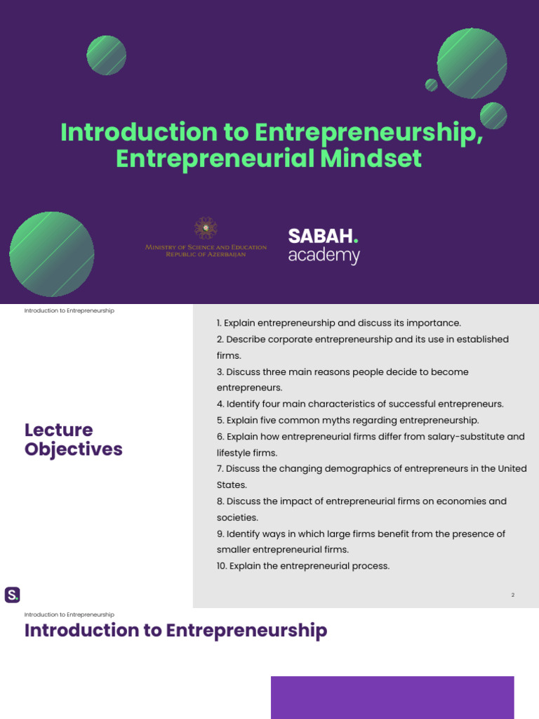 S1 - Introduction To Entrepreneurship, Entrepreneurial Mindset and ...