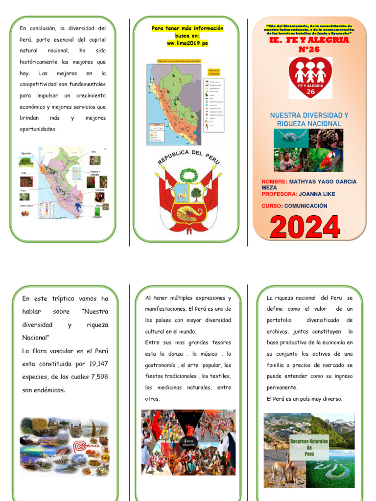 TRIPTICO RECURSOS NATURALES 2024 | PDF | Perú | Economias
