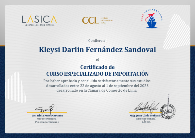 Certificado Curso Importación 2023 | PDF