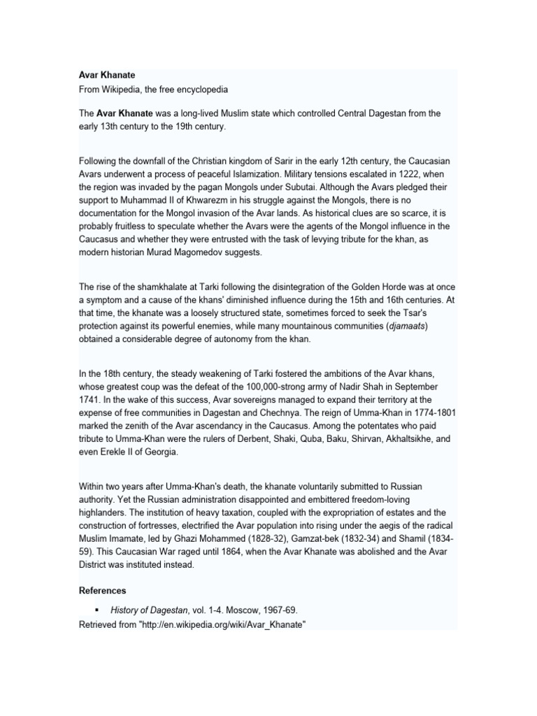Avar Khanate | PDF | Caucasus