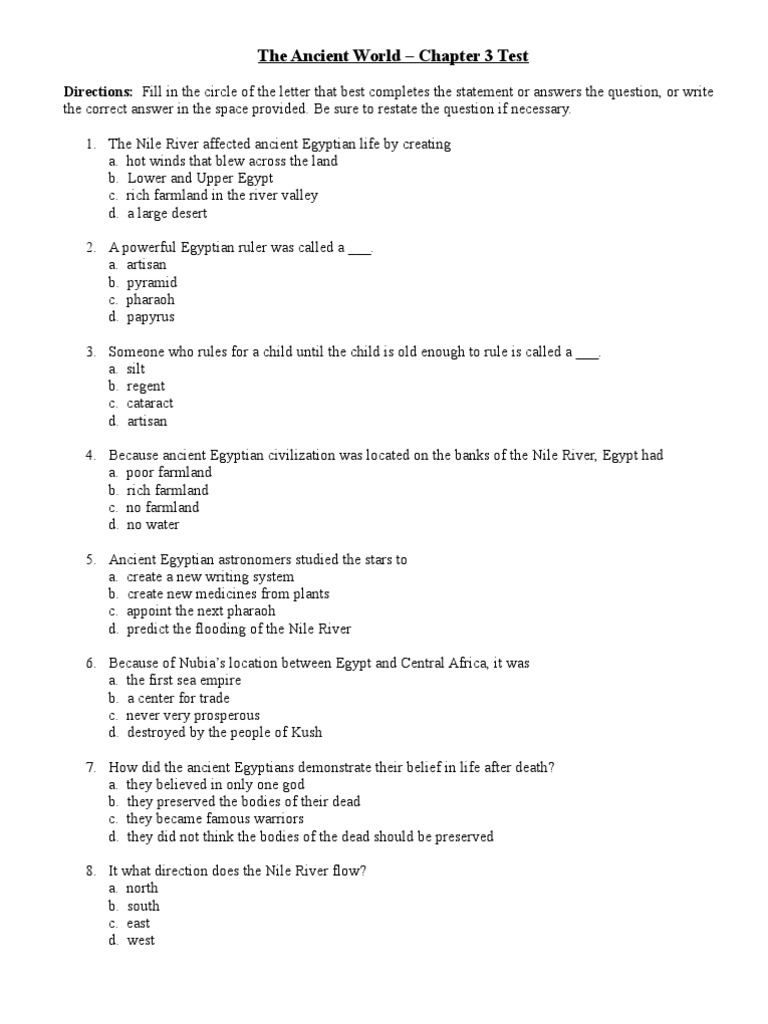 Ancient Egypt Quiz for Kids | PDF | Ancient Egypt | African Civilizations