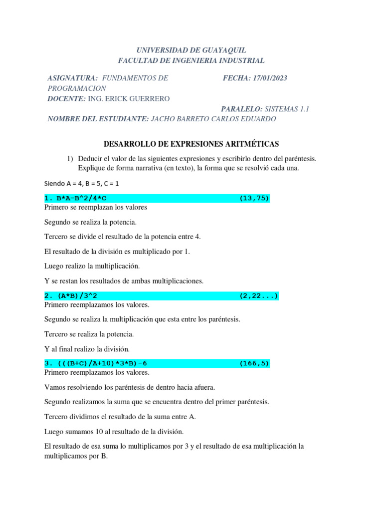 Expresiones Aritmeticas | Descargar gratis PDF | Multiplicación ... Expresiones Aritmeticas | Descargar gratis PDF | Multiplicación ...