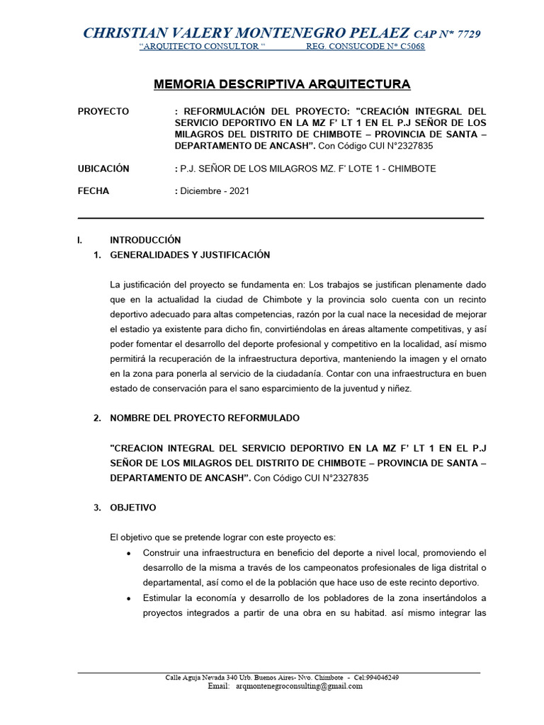 Memoria Descriptiva de Arquitectura | PDF