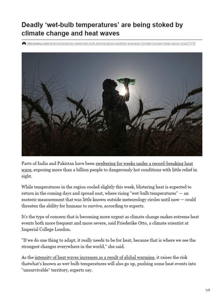 Deadly Wet-Bulb Temperatures Are Being Stoked by Climate Change and ...