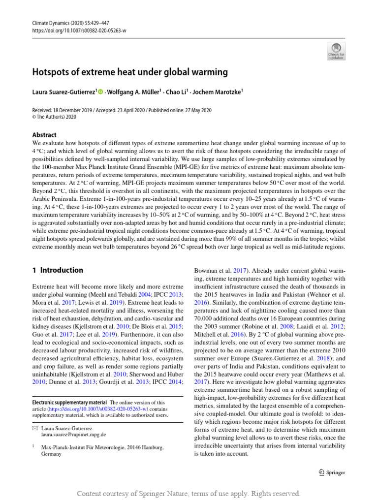 Extreme Heat Hotspots in Global Warming | PDF | Climate Change | Heat Wave