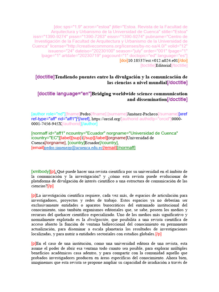 XML Estoa V012.n024.e01 | PDF | Ciencia popular | Información