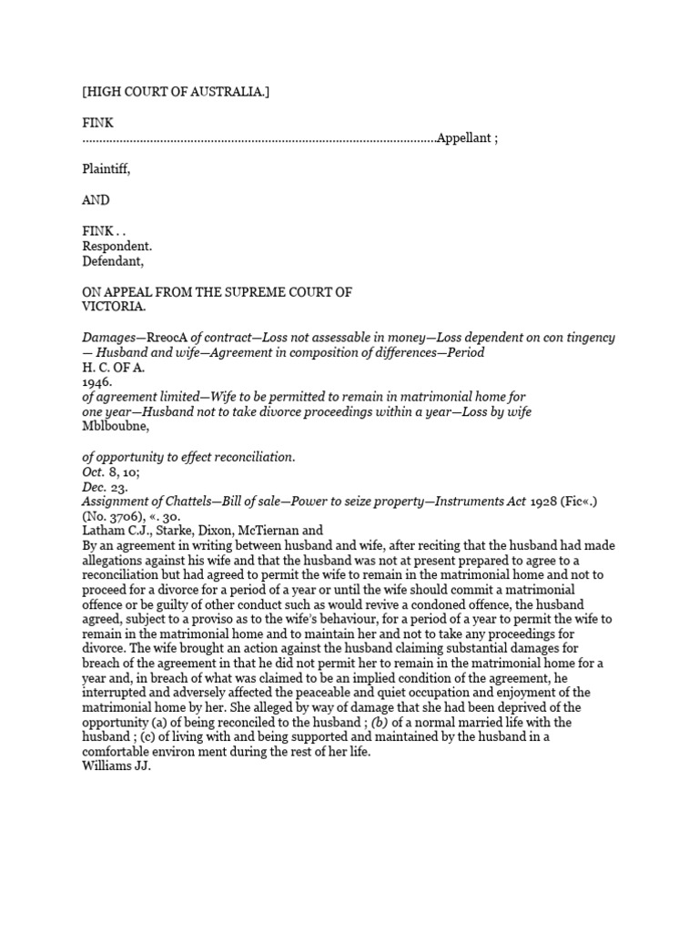 FINK V FINK Case | PDF | Damages | Cause Of Action