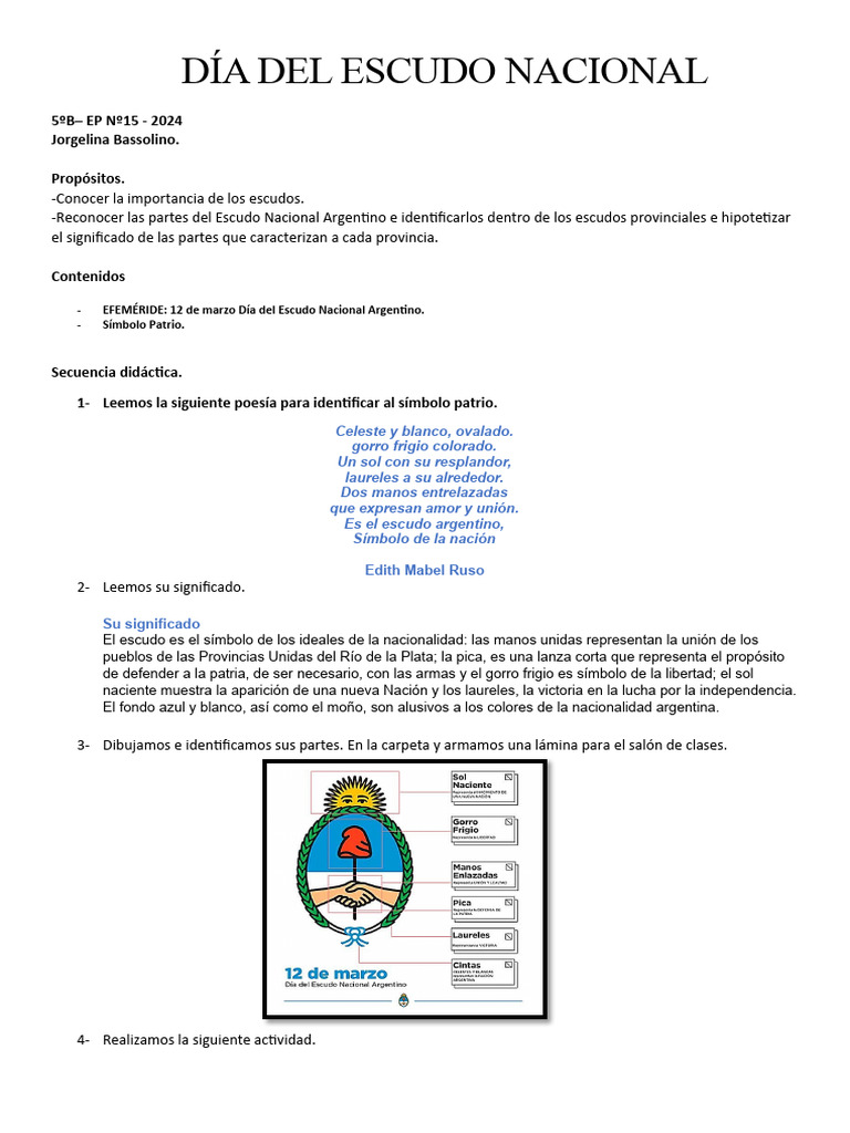 12 de Marzo. DIA DEL ESCUDO NACIONAL | PDF 12 de Marzo. DIA DEL ESCUDO NACIONAL | PDF
