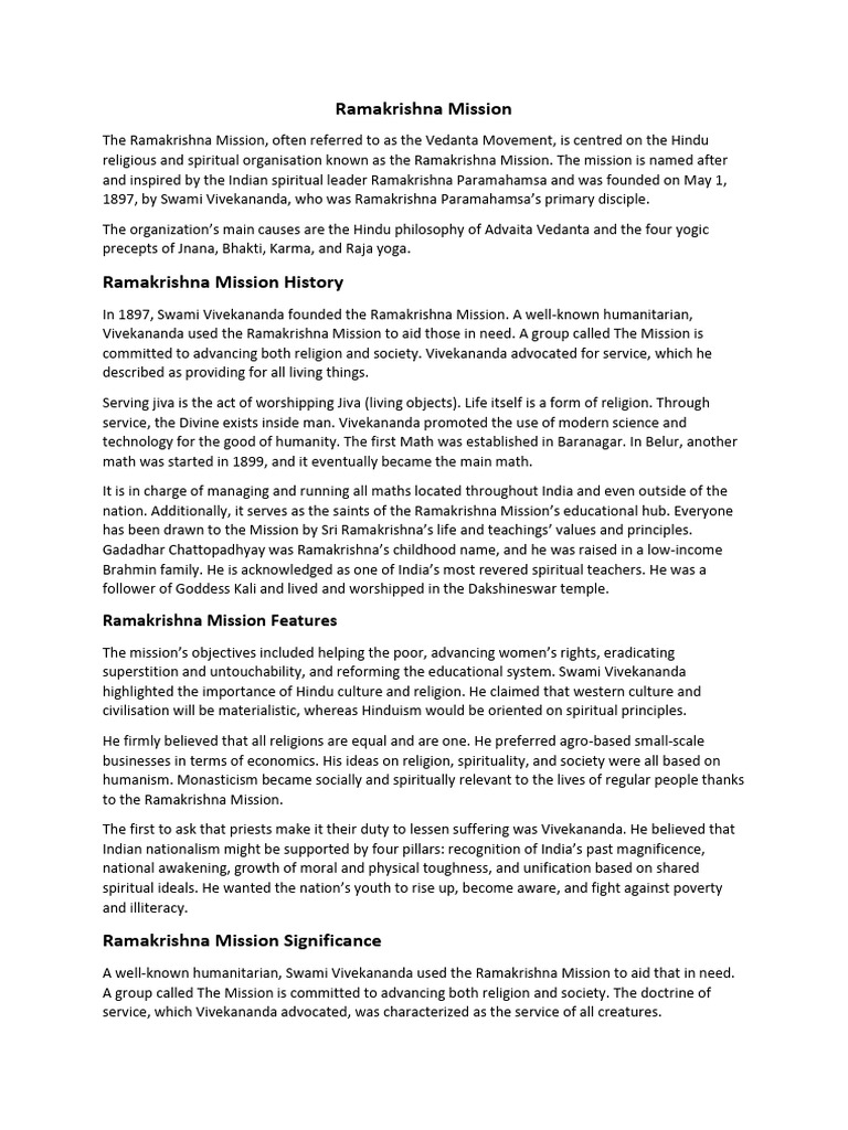 Ramakrishna Mission | PDF | Ramakrishna Mission | Swami Vivekananda