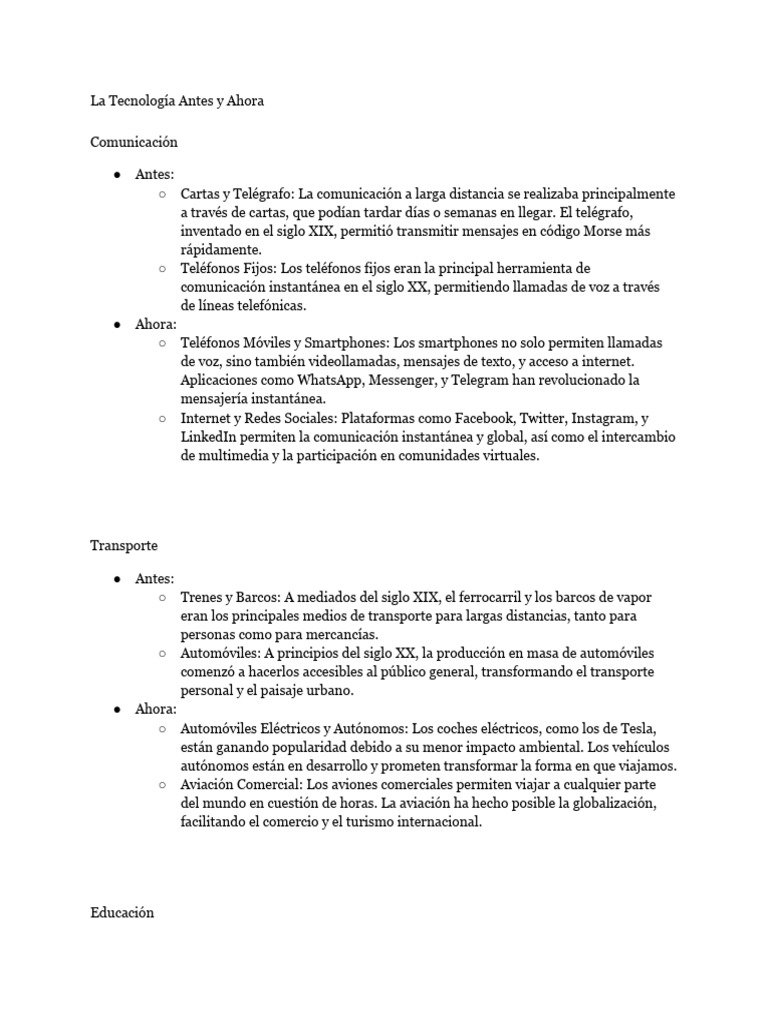 La Tecnología Antes y Ahora | PDF | Realidad virtual | Internet