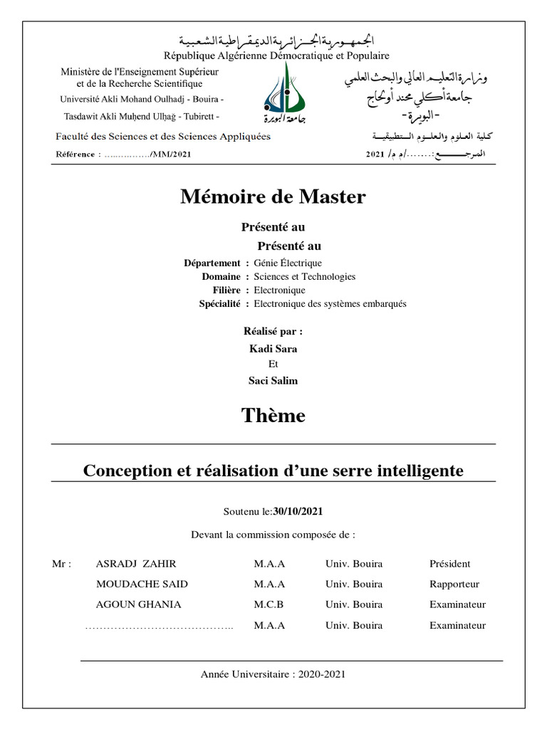 Mémoire de Master | PDF | Serre | Irrigation