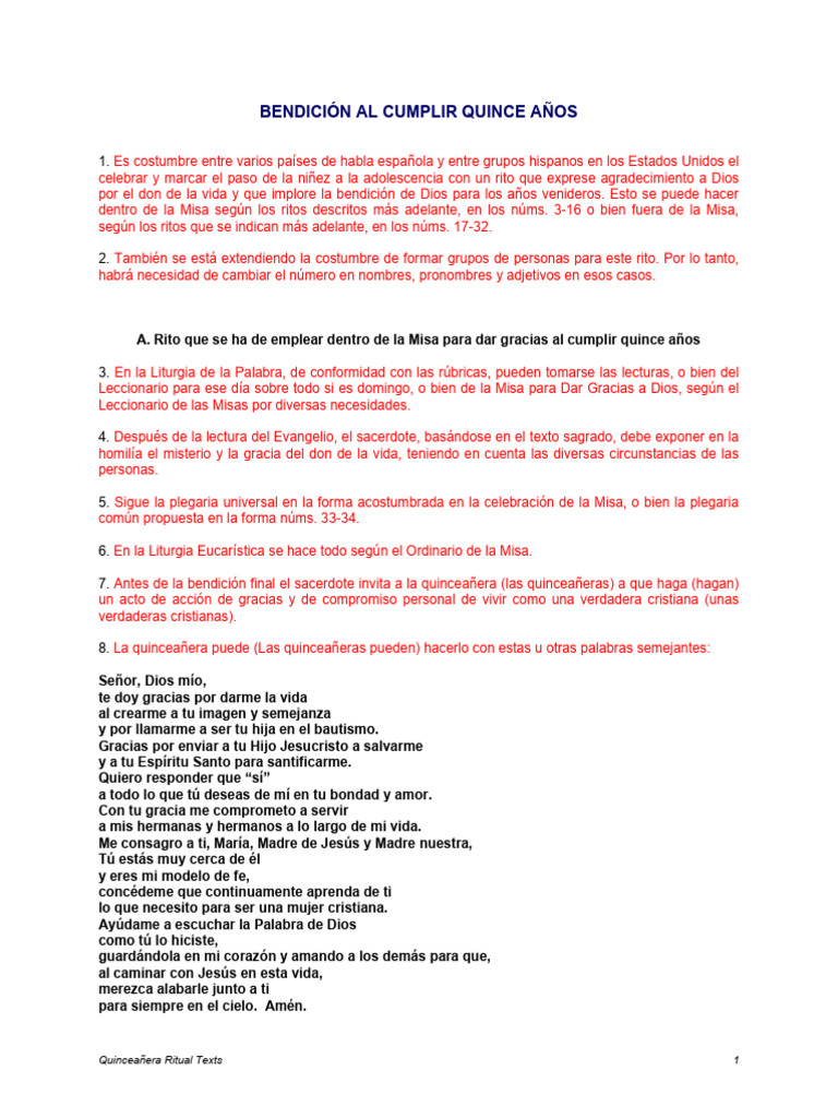 2 Quinceanera Rituals Bilingual | PDF | eucaristía | Adoración Cristiana Y Liturgia