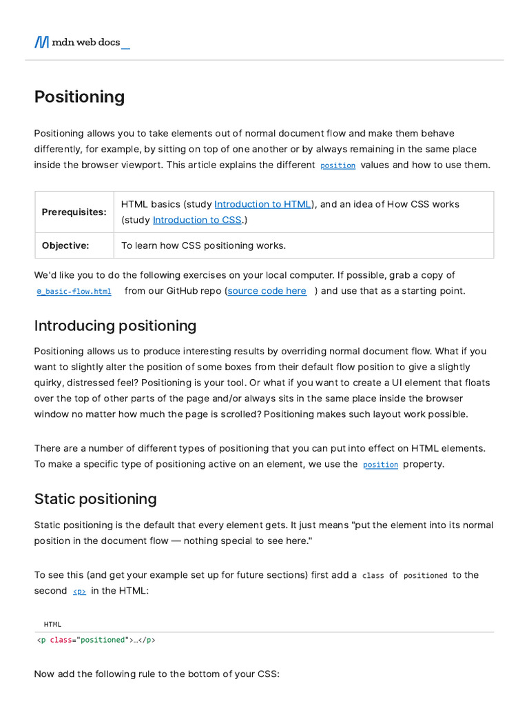 Positioning - Learn web development _ MDN | Download Free PDF | Html ... Positioning - Learn web development _ MDN | Download Free PDF | Html ...