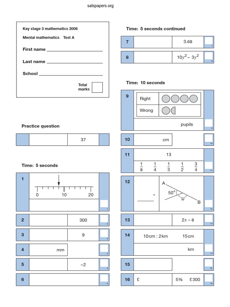 KS3 Maths Practice Test Questions | PDF