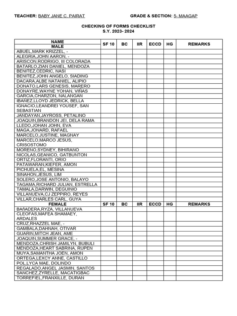 CHECKLIST-CHECKING-OF-FORMS | PDF