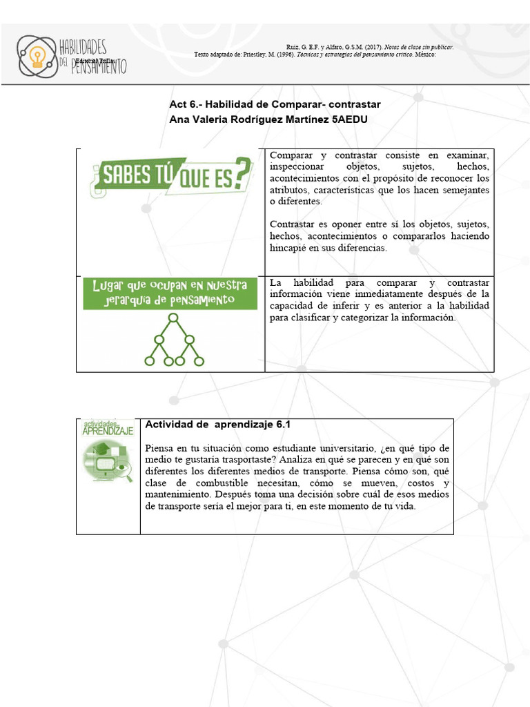 Act 6 Habilidad de Comparar-Contrastar | PDF