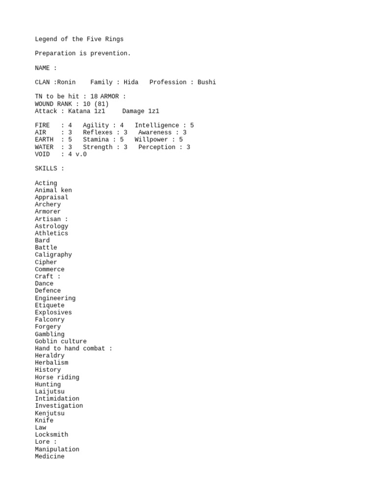 Character Sheet | PDF