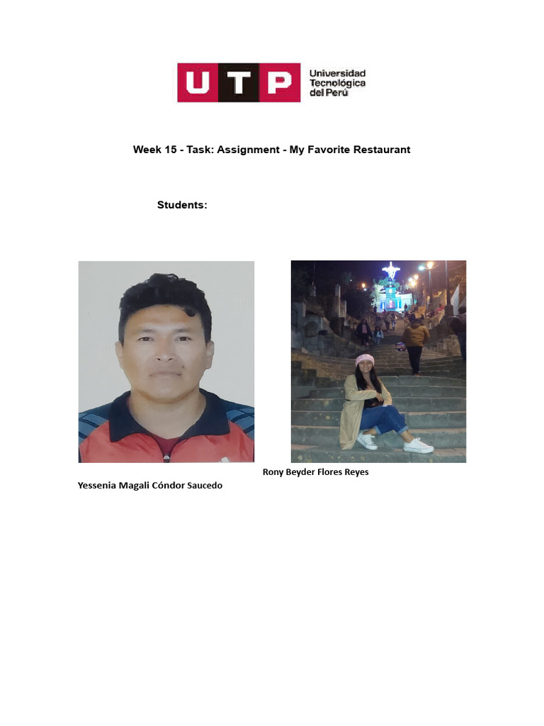 Semana 15 - Task Assignment - My Favorite Restaurant | PDF
