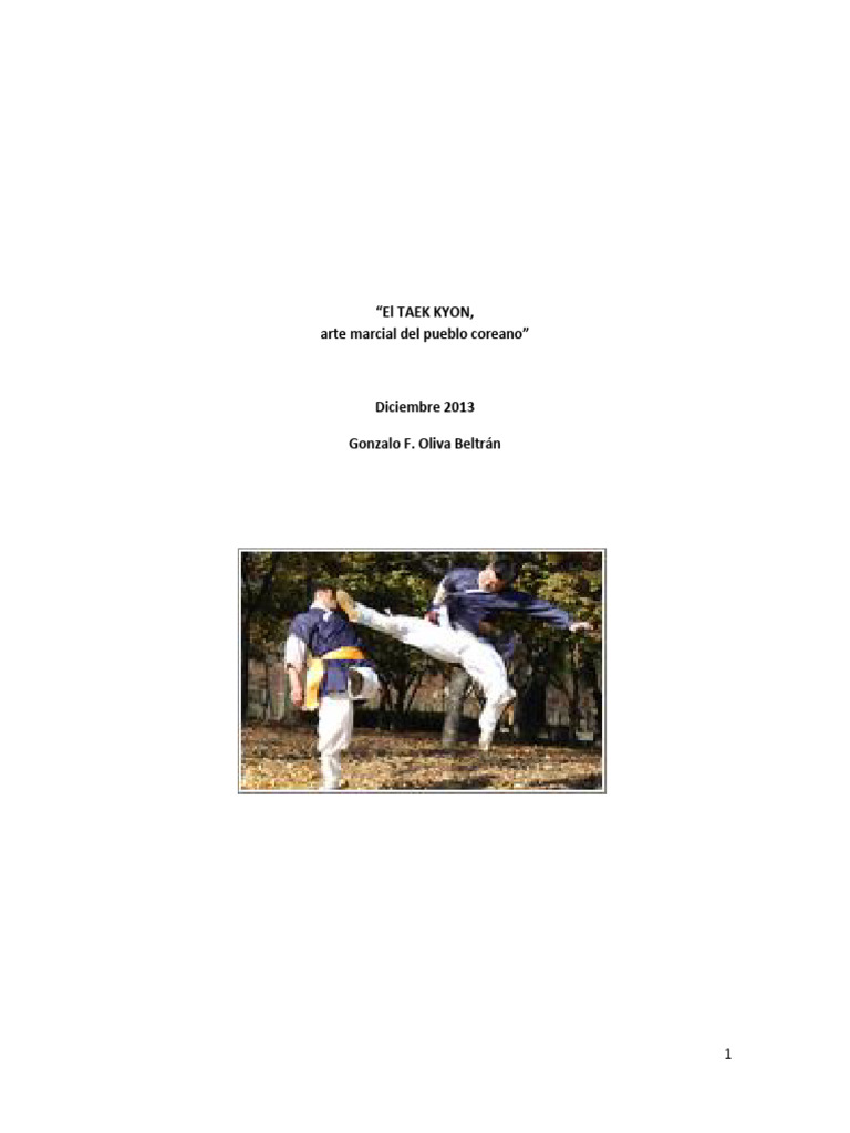 El TAEK KYON arte marcial del pueblo coreano | PDF | Taekwondo | Artes ...