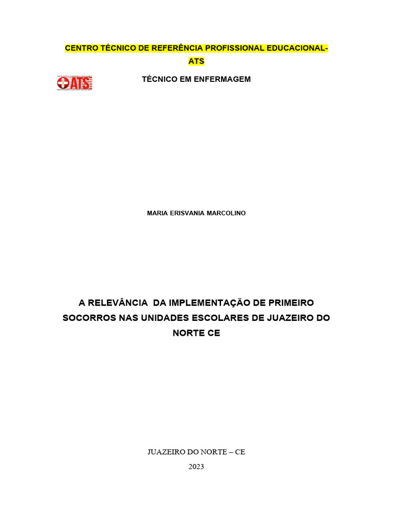 Modelo de TCC (4) .1 | PDF | Desenvolvimento profissional | Primeiros socorros