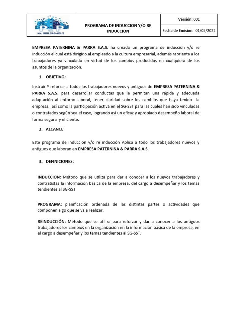 Anexo 12. Programa de Induccion-Reinduccion | PDF | Business | Razonamiento inductivo