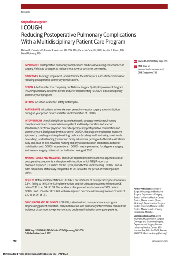 Icough Program PPCs JAMA | PDF | Surgery | Pneumonia