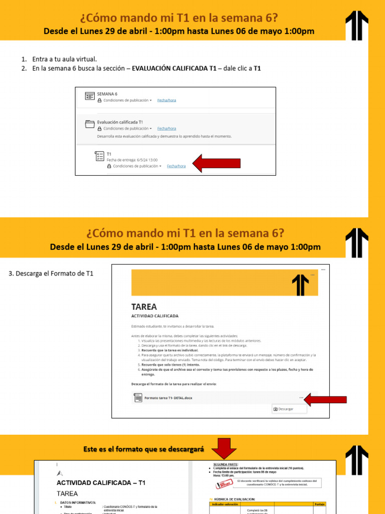 Instrucciones para Enviar T1 Semana 6 | PDF