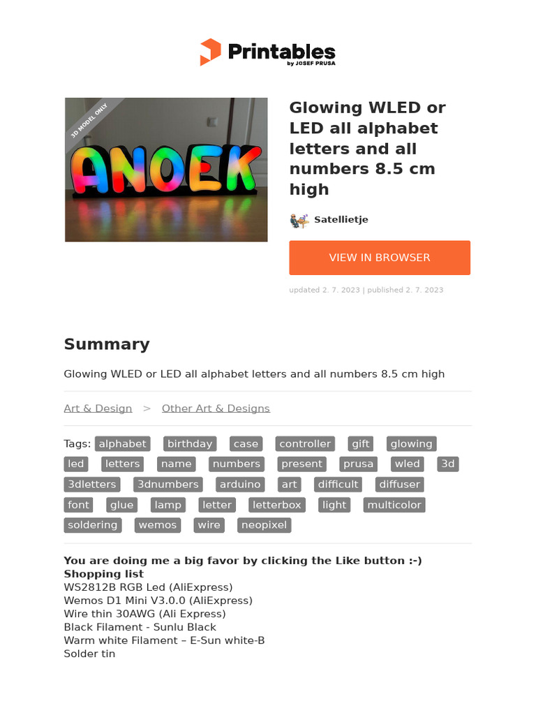 Glowing Wled or Led All Alphabet Letters and All Numbers 85 CM High | PDF | Home & Garden