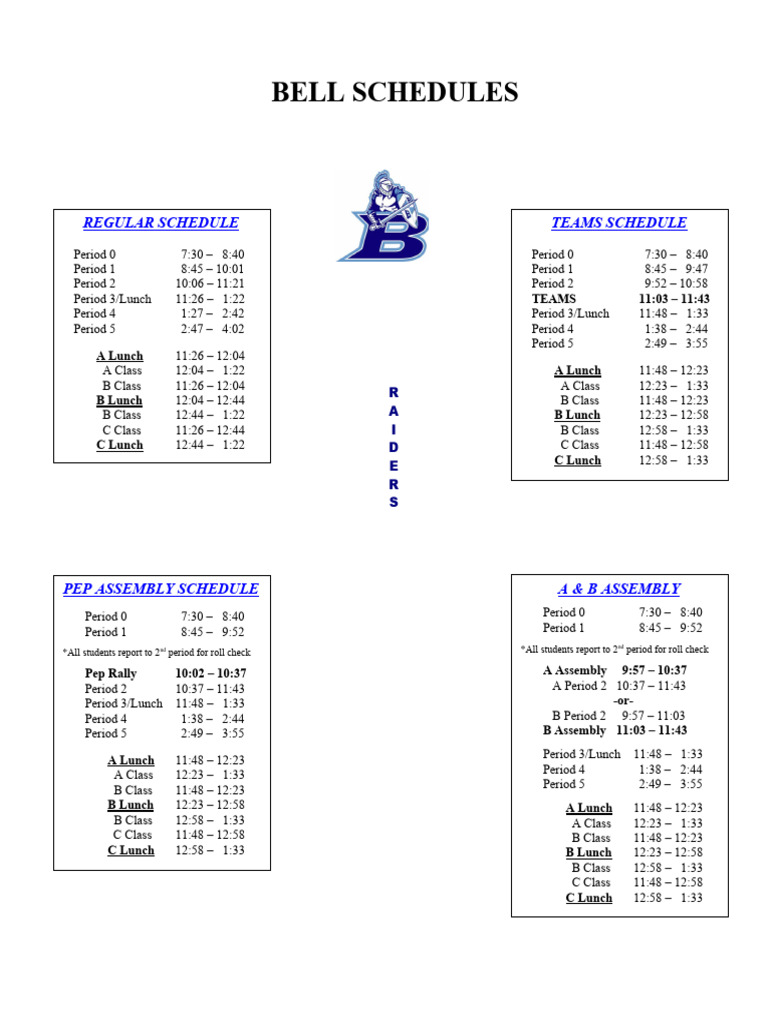 School Bell and Assembly Schedules | PDF
