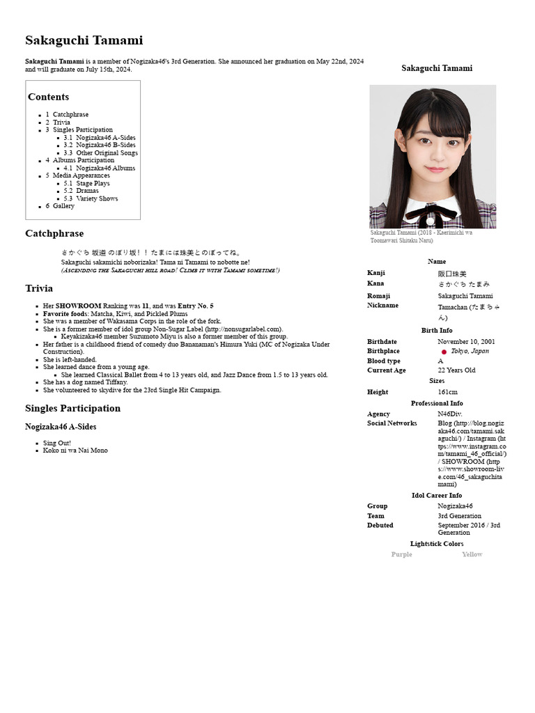 Sakaguchi Tamami - Wiki48 | PDF