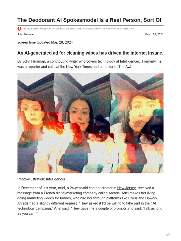 The Deodorant AI Spokesmodel Is A Real Person Sort of | PDF | Mass ...
