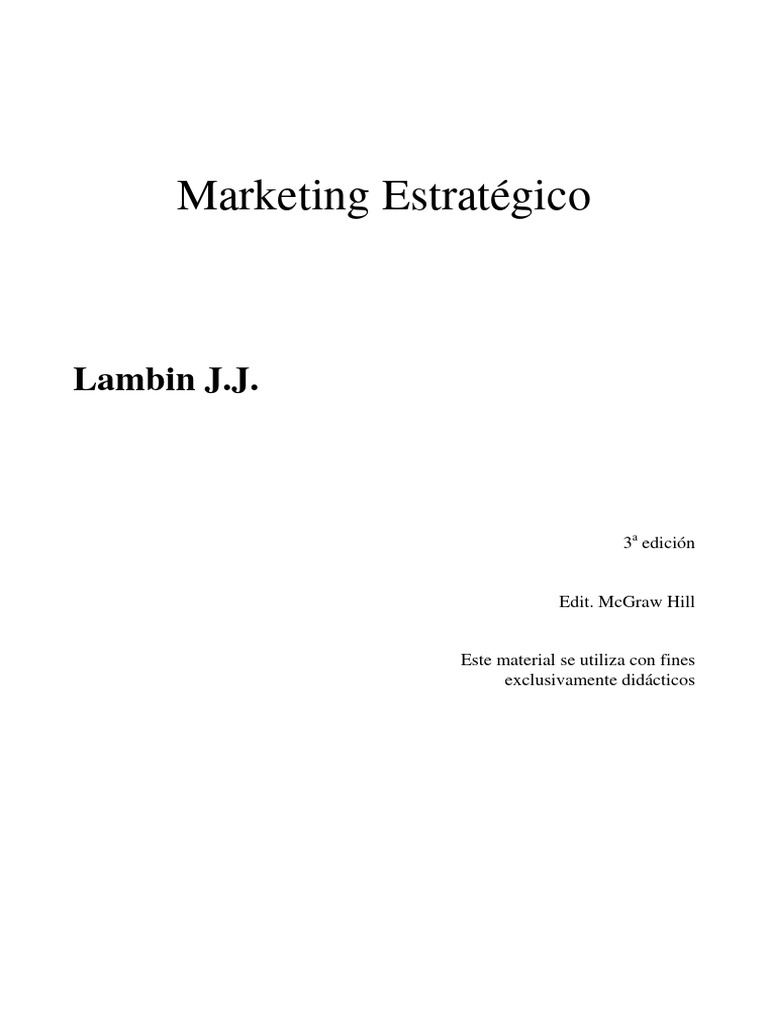 Marketing Estratégico de Lambin | PDF | Marketing | Business