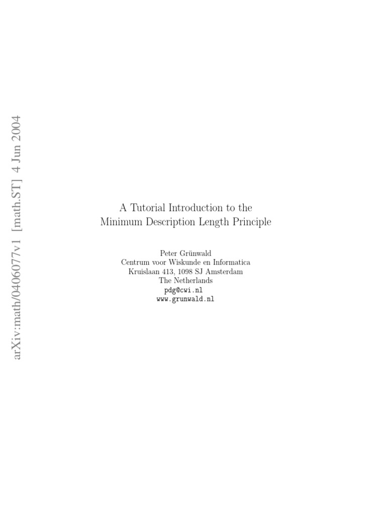 A Tutorial Introduction To The Minimum Description Length Principle ...