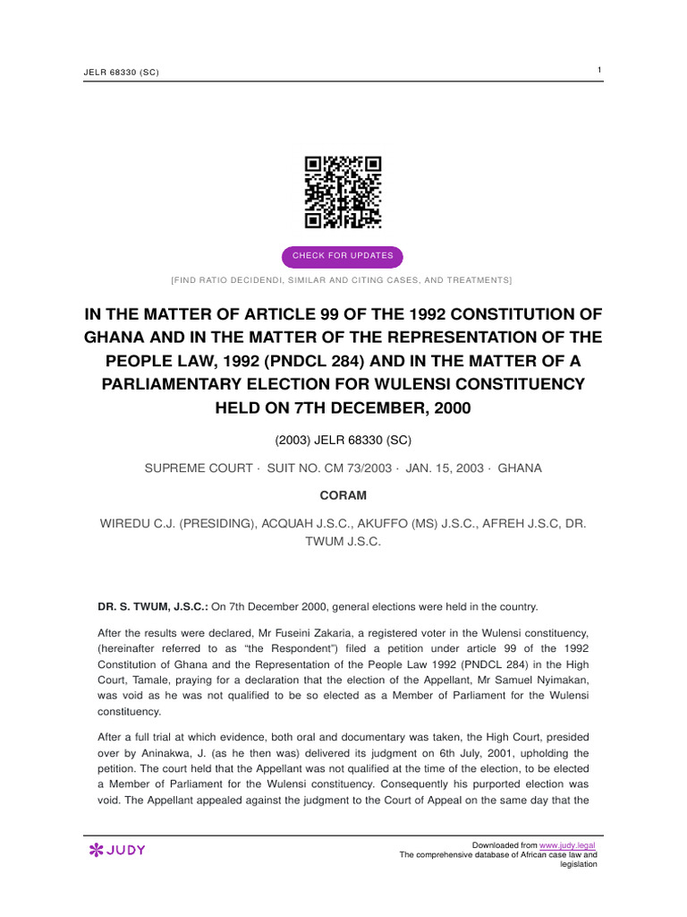 Supreme Court Ruling on Wulensi Election | PDF | Appeal | Appellate Court
