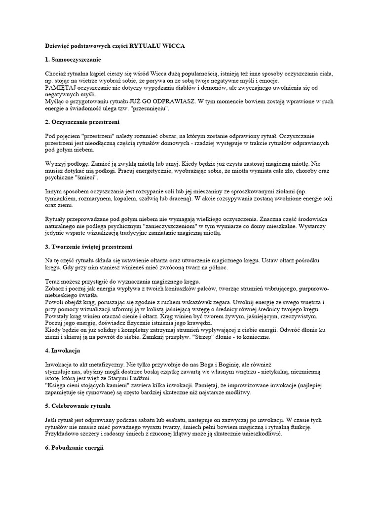 Etapy Rytuałów Wicca | PDF