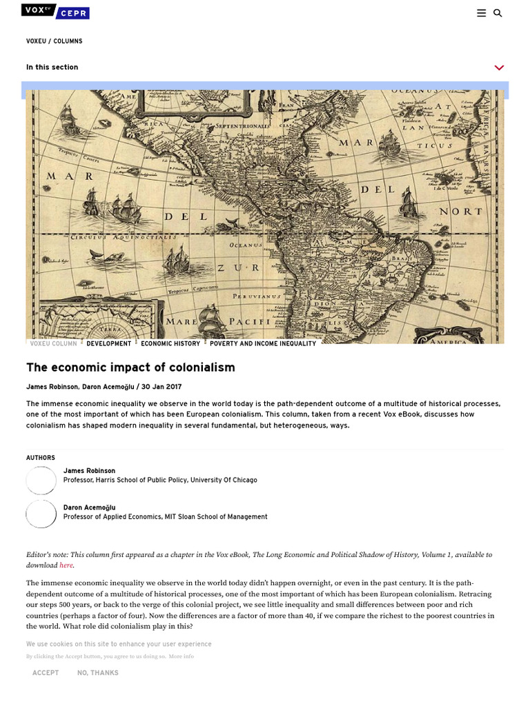 The Economic Impact of Colonialism - CEPR | PDF | Colonialism | Institution