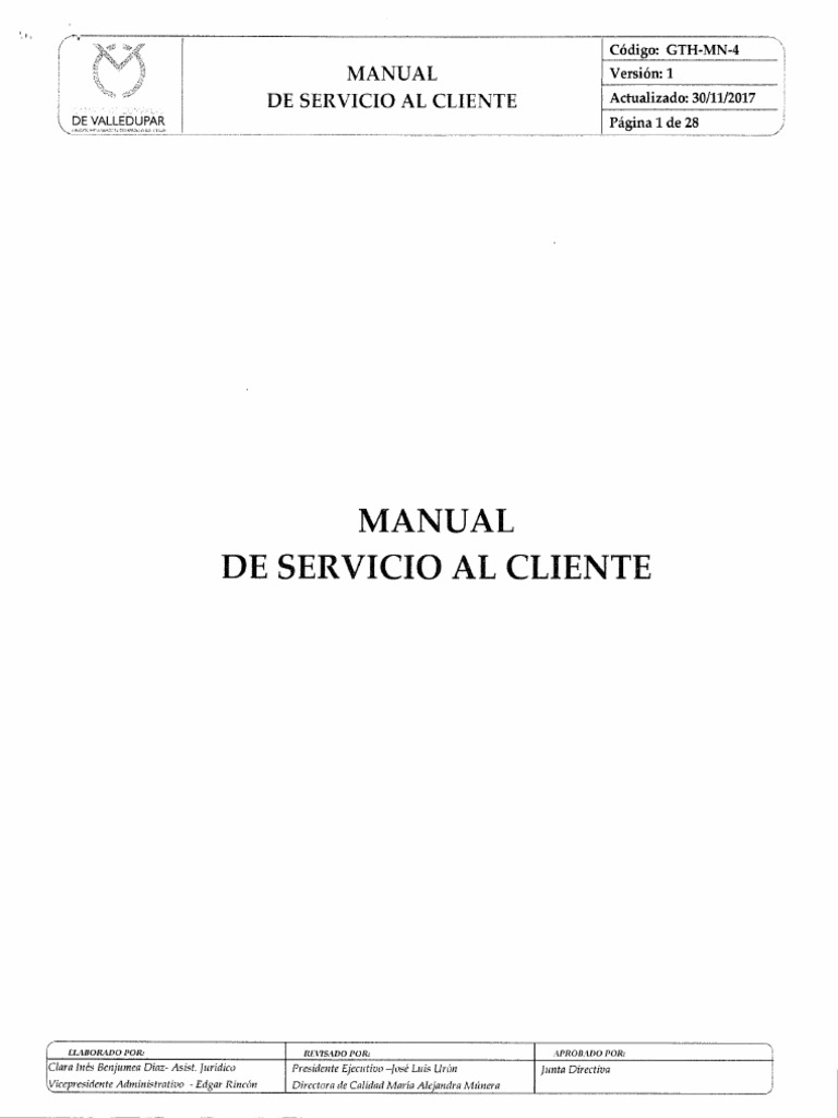 2018 10 2217509610 3 Resolucion N° 065 De 2017 Manual De Servicio Al Cliente Pdf Invalidez