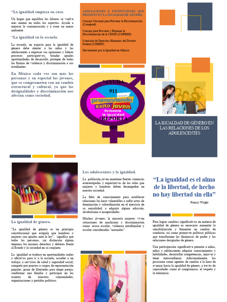 Triptico Igualdad de Genero | PDF | Estudios de género | Igualdad de género Triptico Igualdad de Genero | PDF | Estudios de género | Igualdad de género